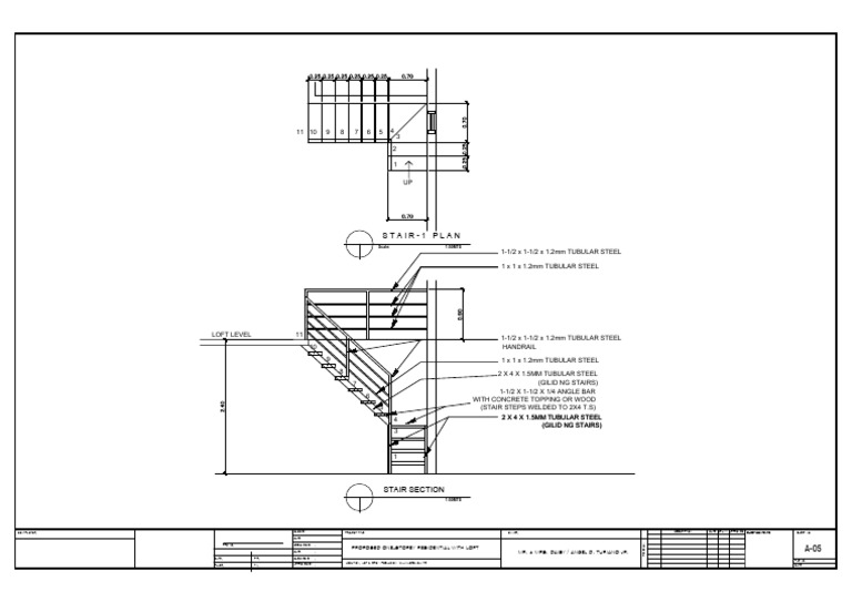 Stair-1 Plan: Scale: 1:50MTS | PDF | Stairs