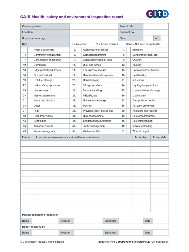 GA15 - Health, Safety and Environment Inspection Report | PDF ...