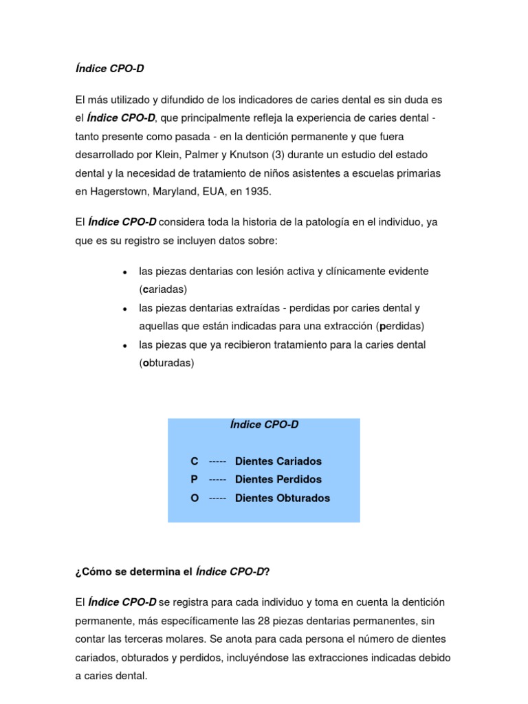 Índice CPO | PDF | Diente humano | Ciencias de la Salud