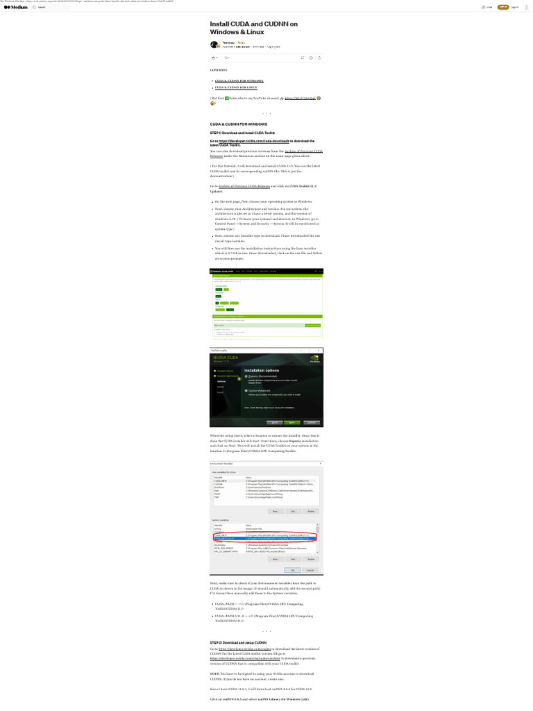 Install CUDA and CUDNN On Windows & Linux - by Techzizou - Geek Culture - Medium | PDF ...