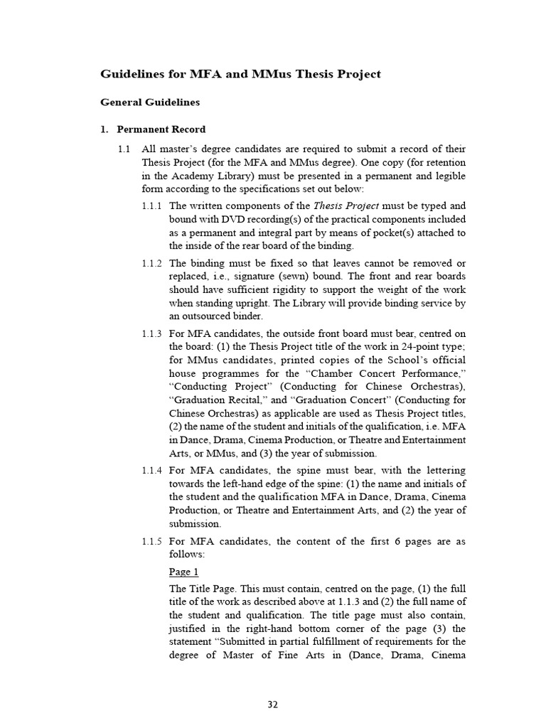 General Guidelines For Thesis Project | PDF | Citation | Bookbinding