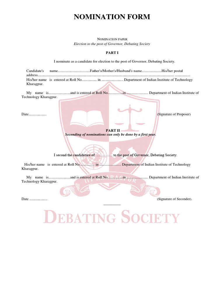 Governor Election Nomination Form | PDF | Accountability | Government