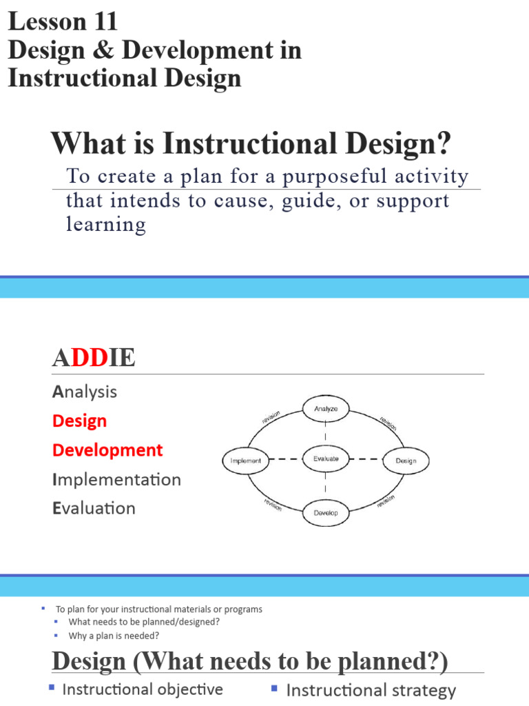 Lesson 11 - Design Development | PDF | Instructional Design | Educational Assessment