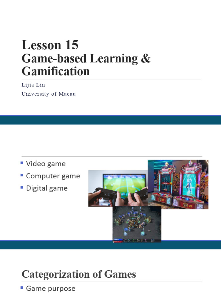 Lesson 15 - GBL Gamification | PDF | Learning | Video Games