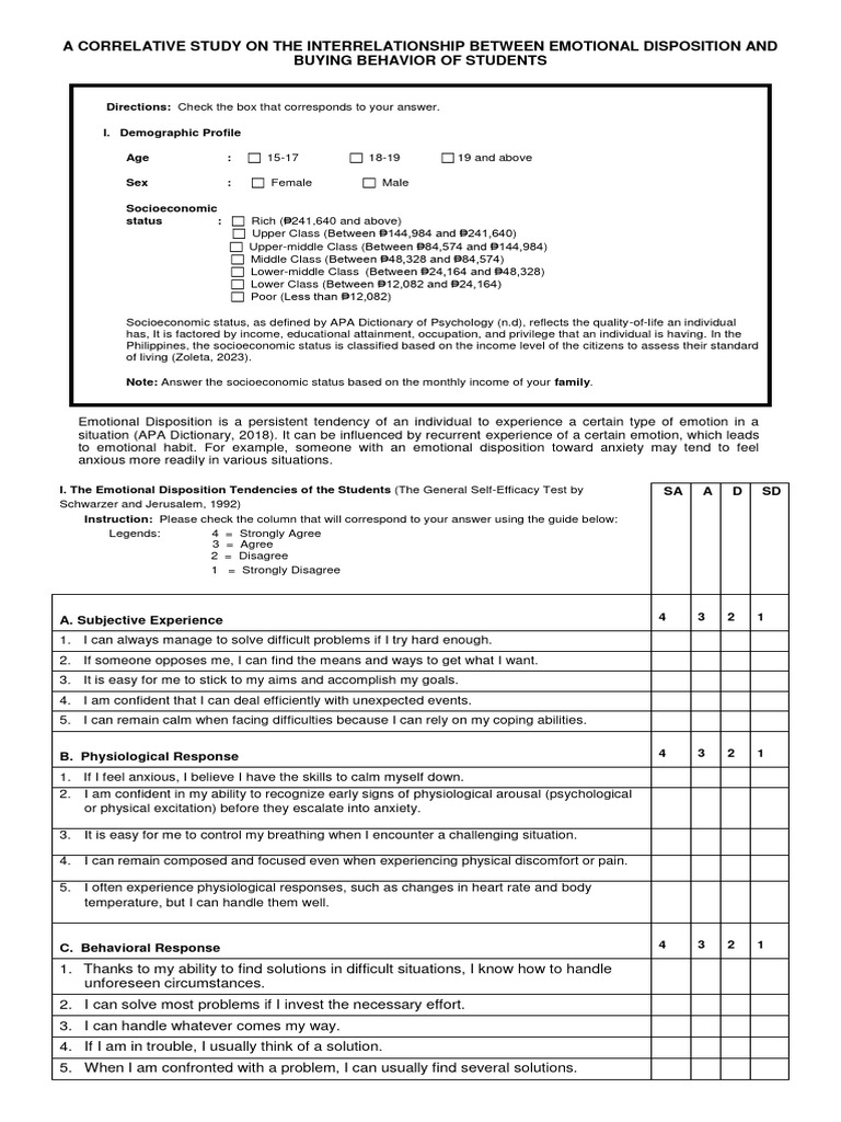 Final Questionnaire - Buying Behavior | PDF | Anxiety | Socioeconomic ...