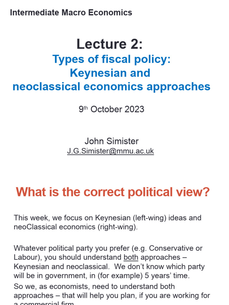 Fiscal Policy: Keynesian vs Neoclassical | PDF | Economics | Fiscal Policy
