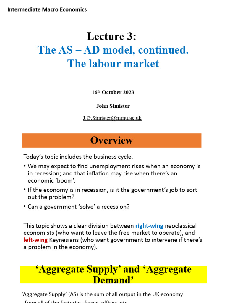 Intermediate Macro Economics Lecture 3 Labour Market | PDF | Economics | Macroeconomics