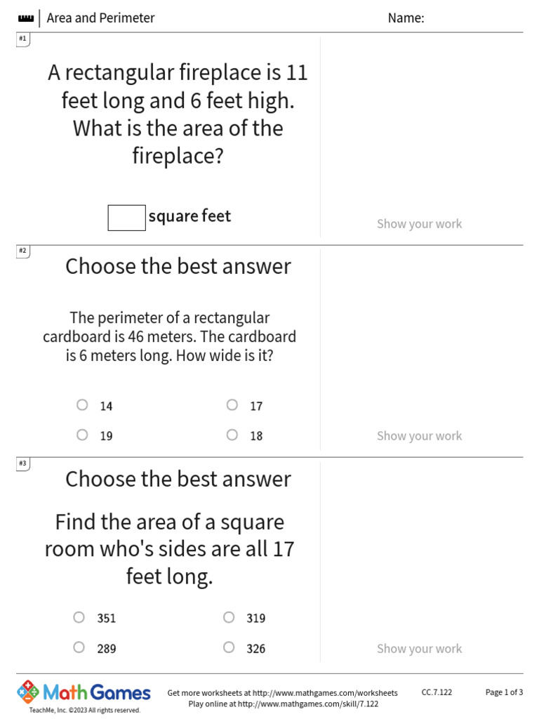 7 122 Area and Perimeter | PDF