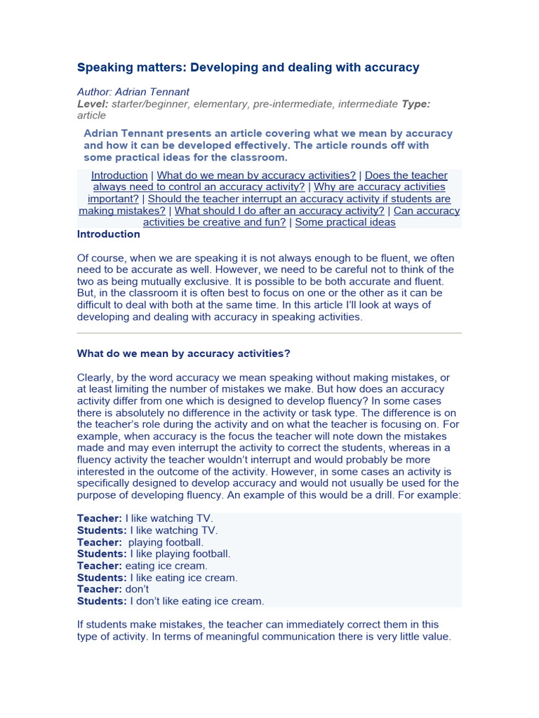 Accuracy Activities | PDF | Teachers | Accuracy And Precision