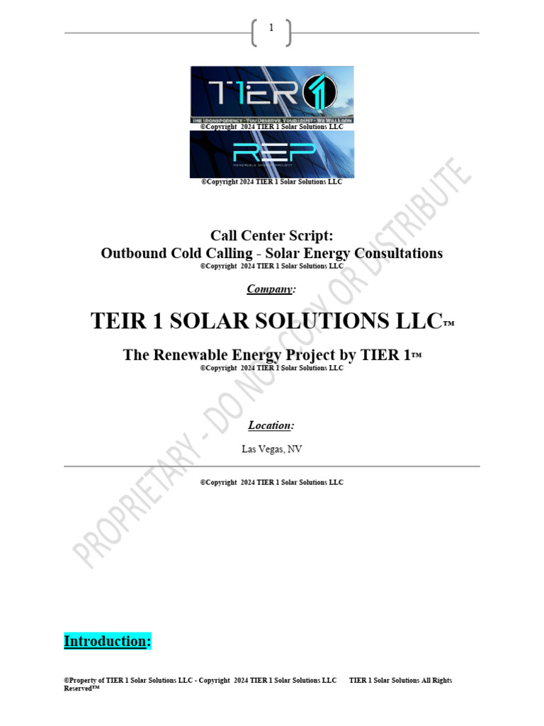 Call Center Script - Outbound Cold Calling - Solar Energy Consultations ...