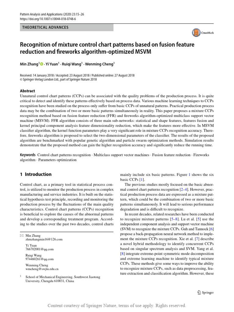 Recognition of Mixture Control Chart Patterns Base | PDF | Support Vector Machine | Mathematical ...