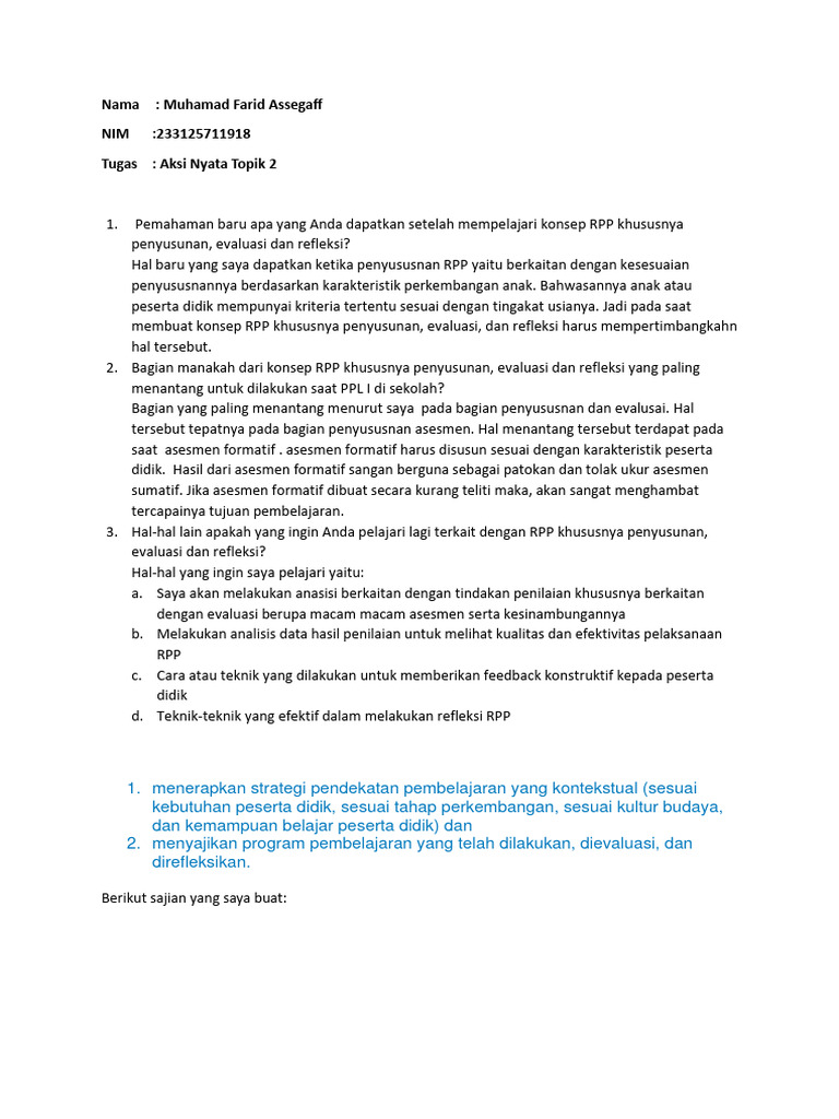 Aksi Nyata Topik 2 Matkul PPA | PDF | Karier & Perkembangan