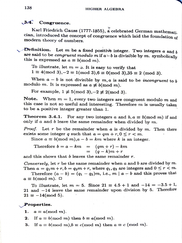 Congruence. Note-4. S. K. Mapa. Sem-2 | PDF | Mathematics | Mathematical Objects