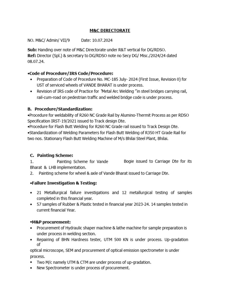 Handing Over Note | PDF | Welding | Construction