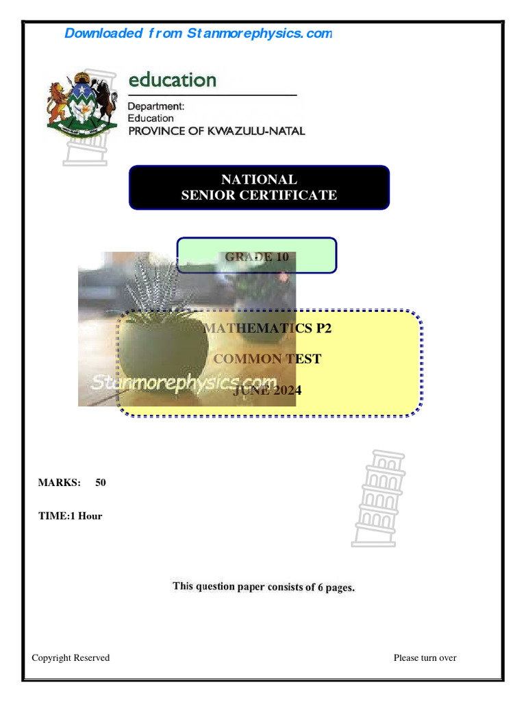 Grade 10 Maths June 2024 Exam Paper | PDF
