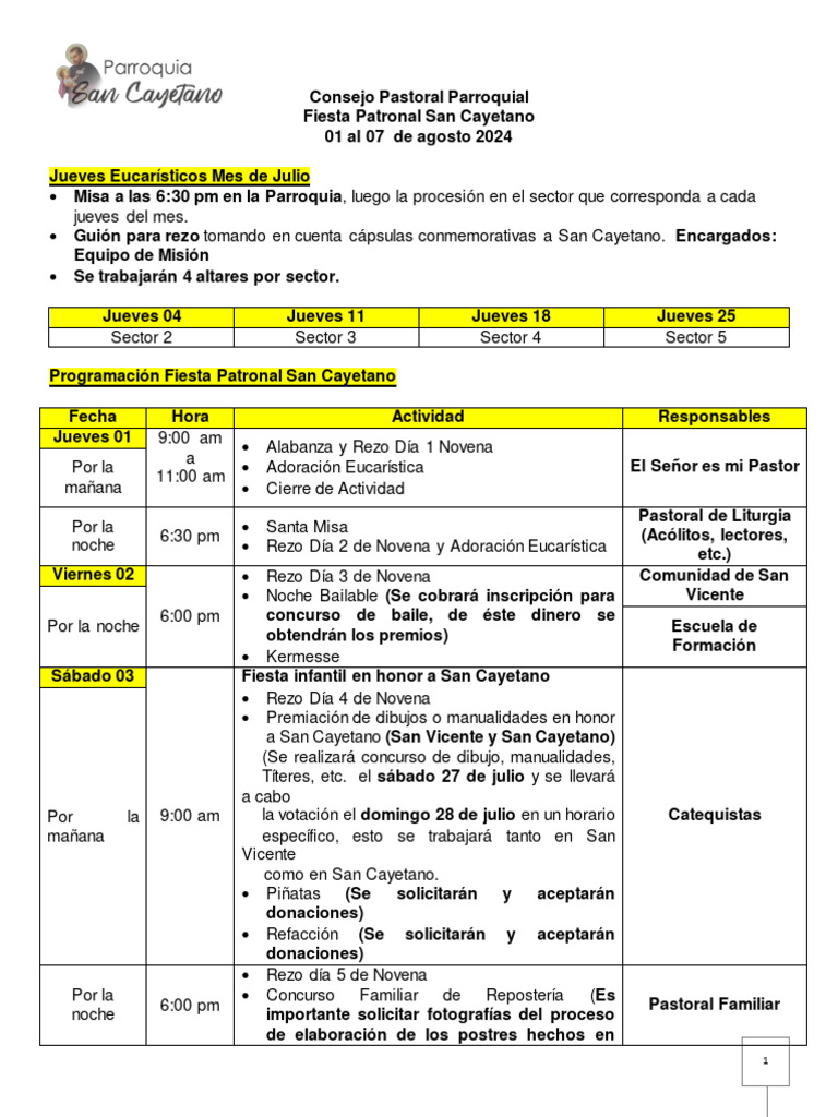 Programación Fiesta Patronal-1 | PDF | Adoración | Adoración Cristiana Y Liturgia