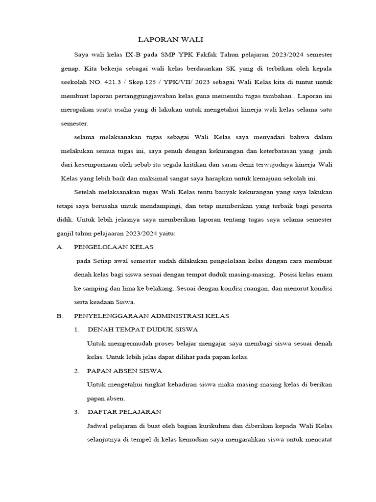 LAP..WALI KELAS, PIKET KLS IX-B 2023-2024 GENAP Tanda Tangan | PDF