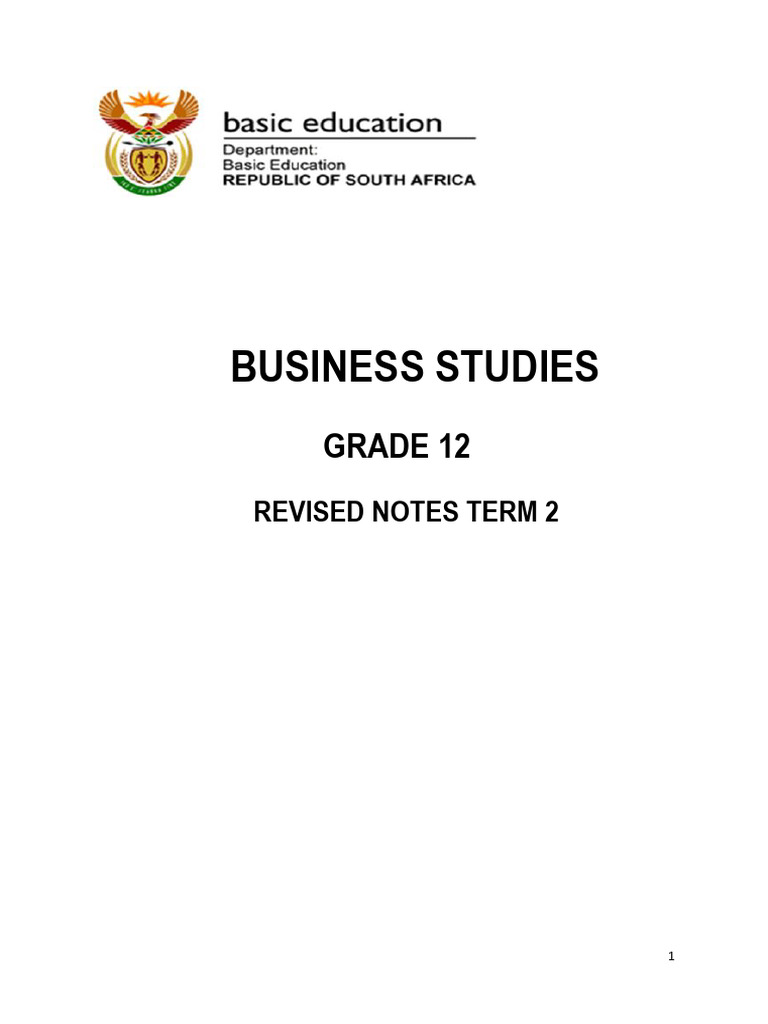 2024 Term 2 Dbe GR 12 Revised Notes | PDF | Quality (Business ...