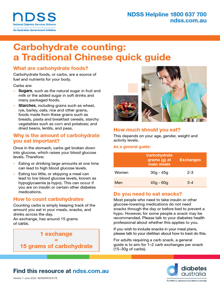 NDSS Carbohydrate Counting Guide | PDF | Cereals | Chinese Cuisine