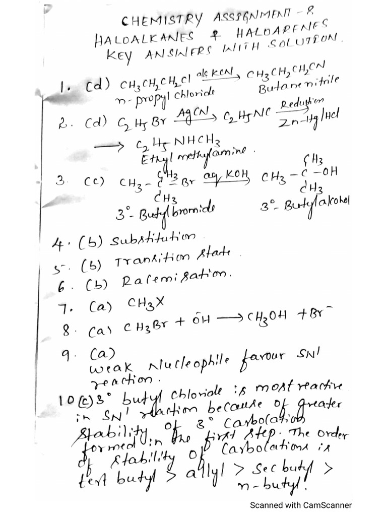 Chemistry Assignment 8 Solutions | PDF