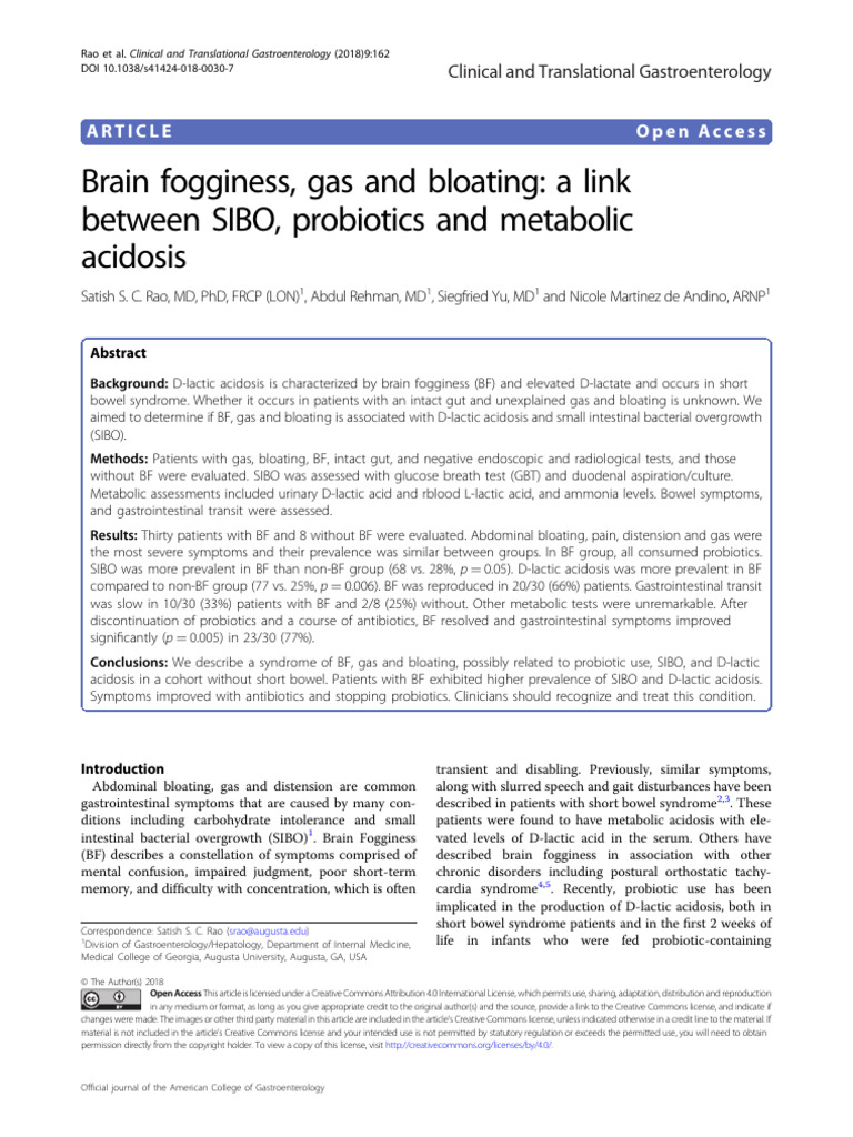 Brain Fogginess, Gas and Bloating A Link Between.6 | PDF | Bloating ...