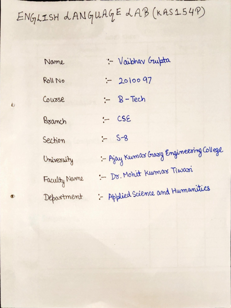 VaibhavGupta S8 2010097 ELL | PDF