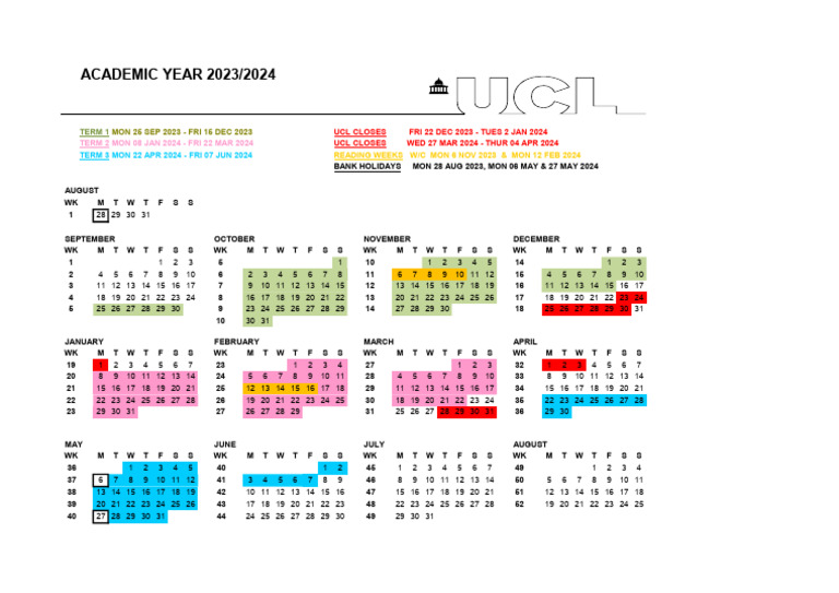 UCL Academic Calendar 2023/24 | PDF