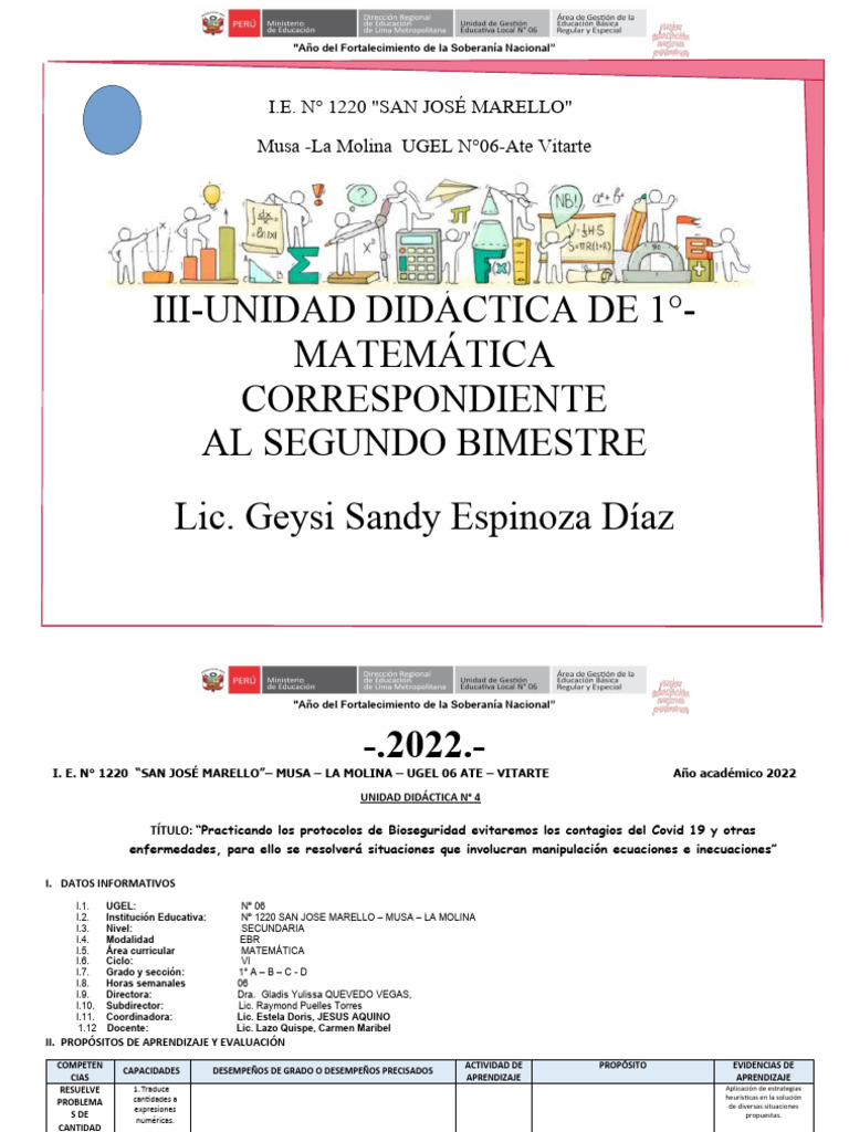 Cuarta - Unidad - Primero - 2022 | PDF | Geometría | Números