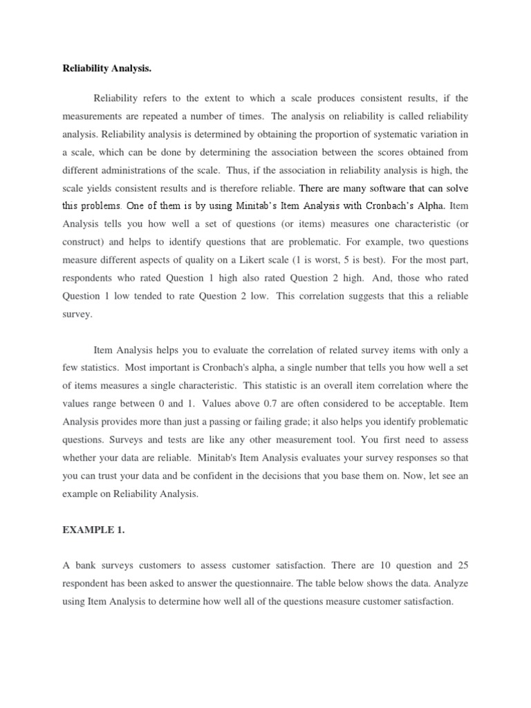 Minitab Reliability Analysis Guide | PDF | Survey Methodology | Data Collection