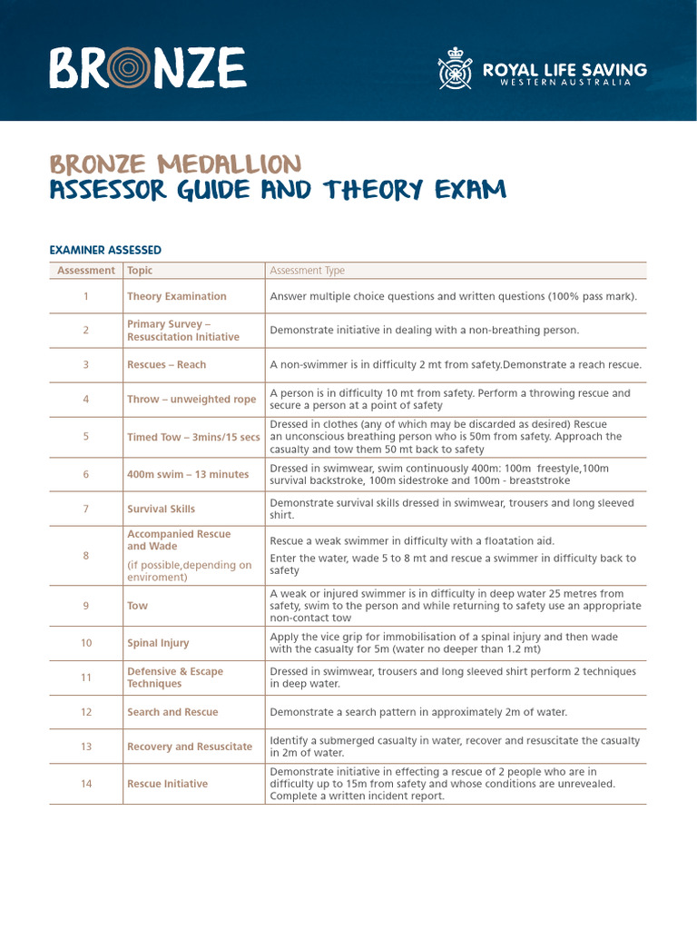 BronzeMedallion Assessor Guide | PDF | Cardiopulmonary Resuscitation
