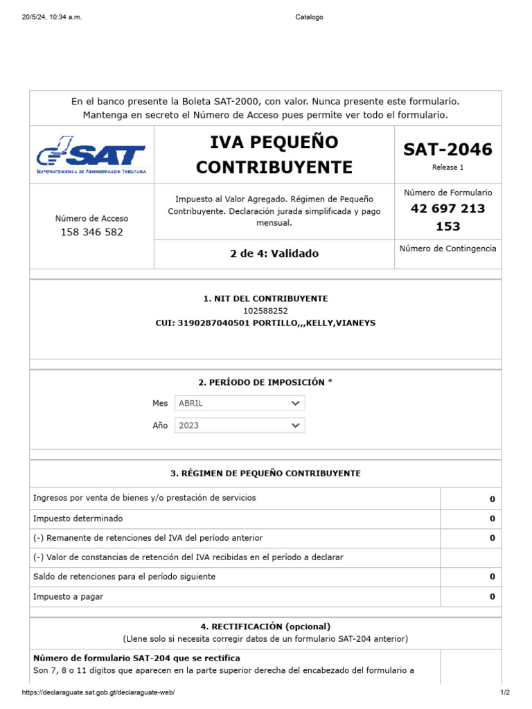 Declaraguate Abril 2023 | PDF | Impuestos | Impuesto al valor agregado