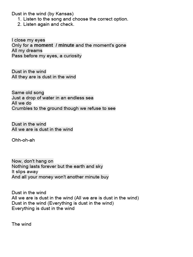 Dust in The Wind | PDF