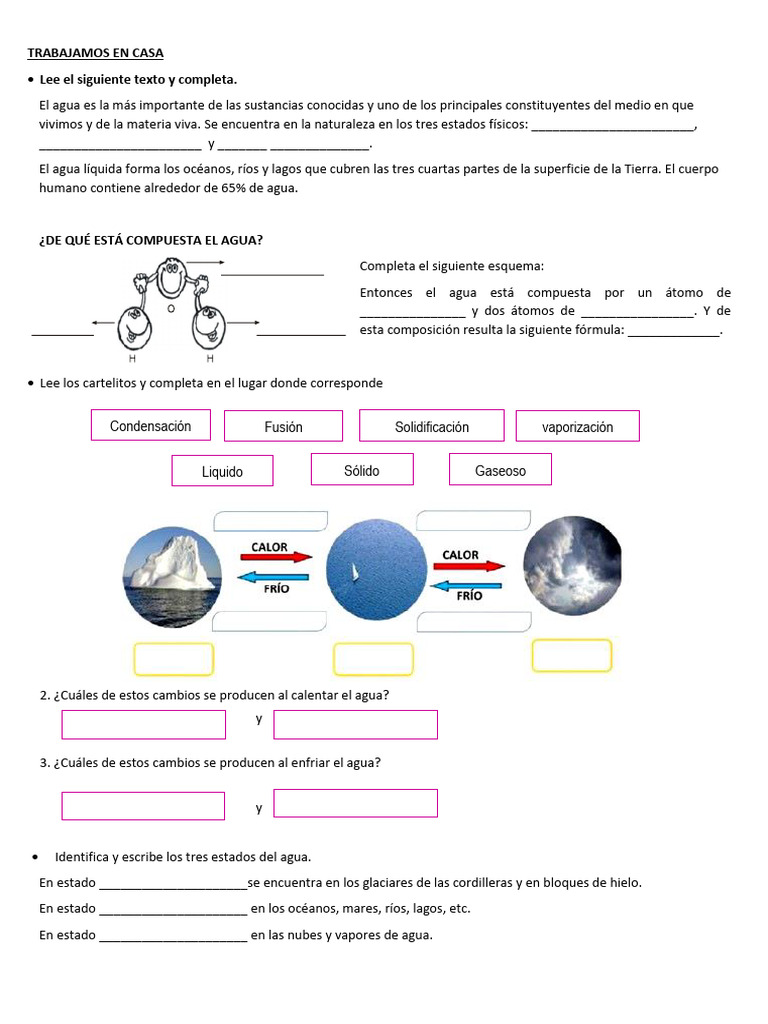 Ficha Del Agua 2 | PDF | Agua | Ciencias de la Tierra