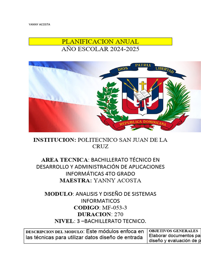 Matriz de Planificacion Anual Yanny Acosta | PDF | Aprendizaje | Planificación