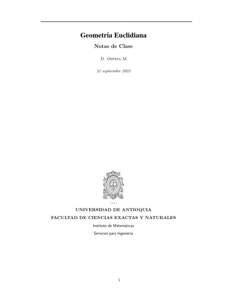 Notas de Clase Geometria Euclidiana | PDF | Razonamiento deductivo | Geometría
