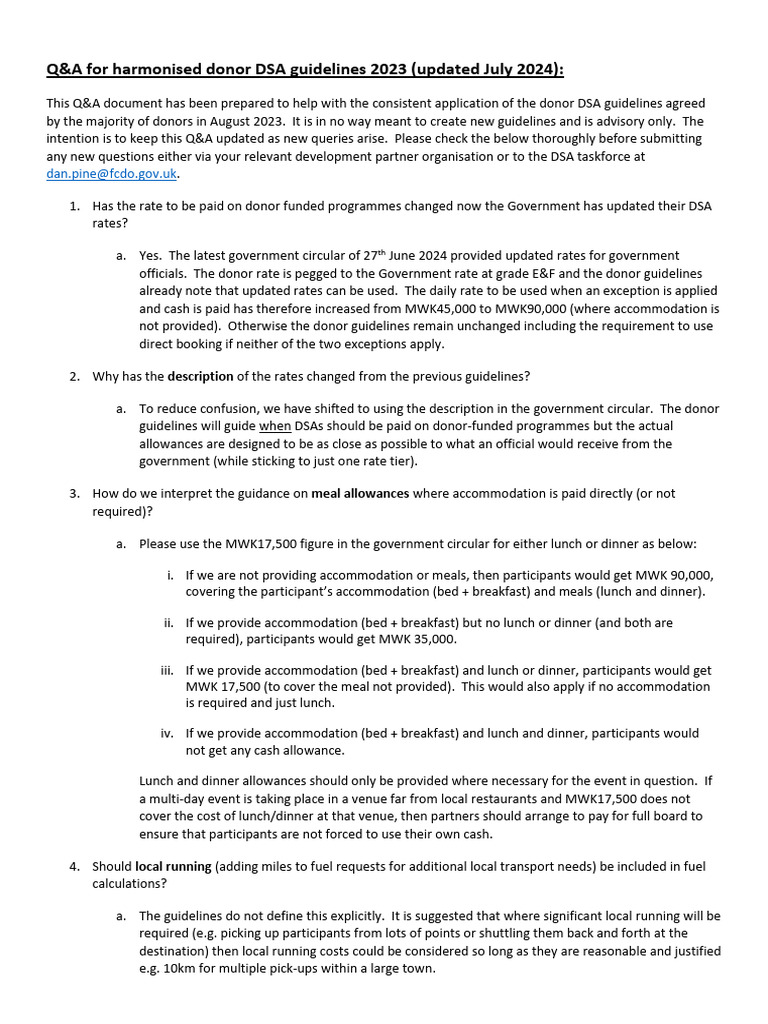 Updated DSA Guidelines Q&A 2023 | PDF | Meal | Non Governmental ...