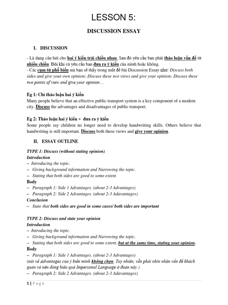 Lesson 5 - Discussion - Essay - Outline | PDF
