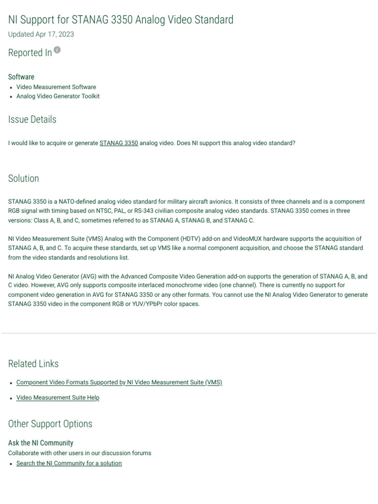 NI Support For STANAG 3350 Analog Video Standard - NI | PDF | Games ...