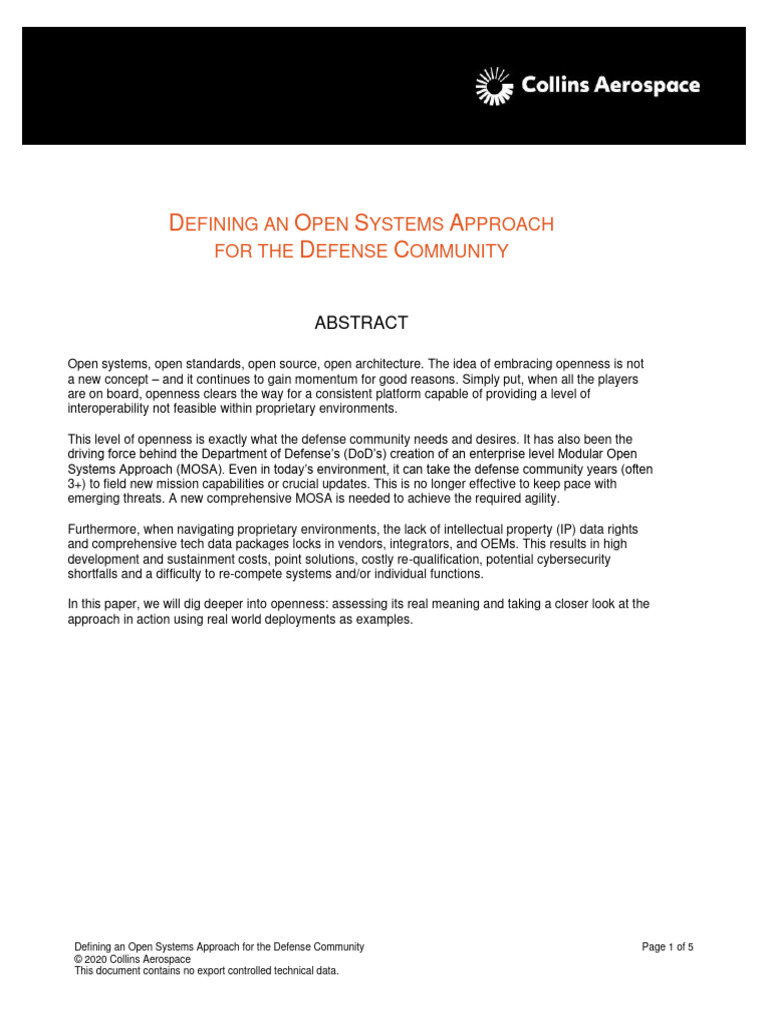 Defining An Open Systems Approach For The Defense Community Whitepaper ...