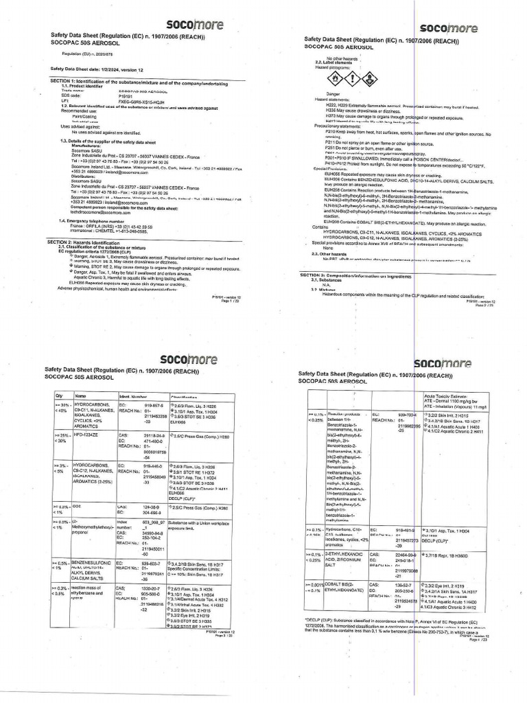 MSDS Socopac 50S | PDF
