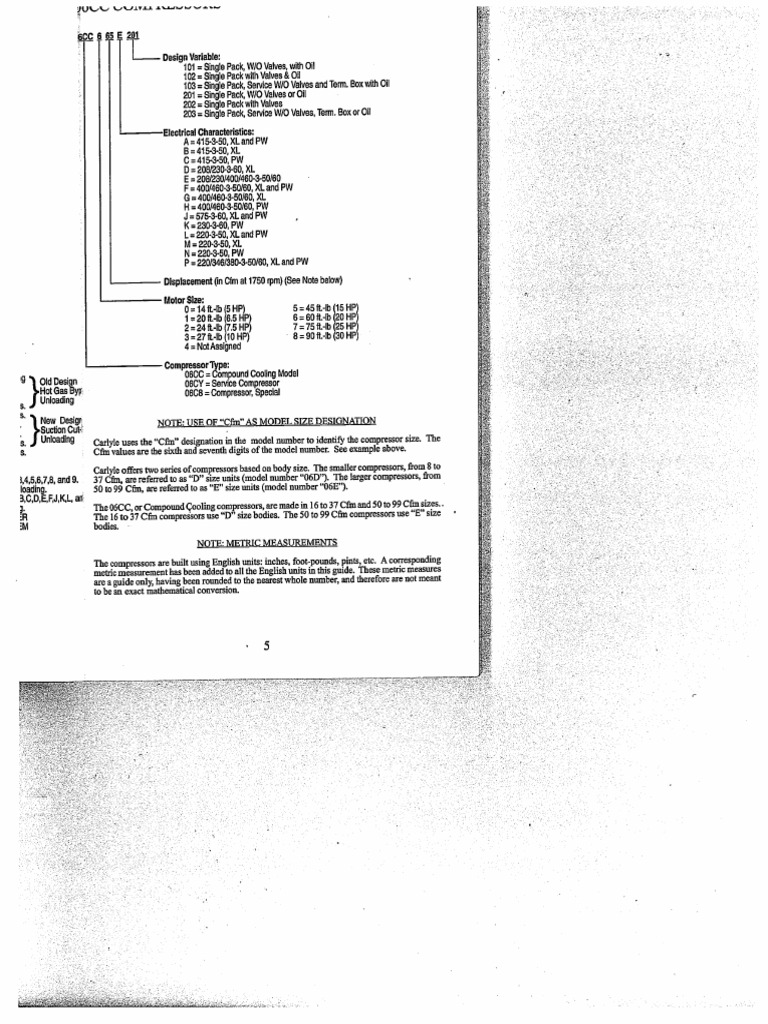 Carlyle 06CC Compressor Model Number Key | PDF