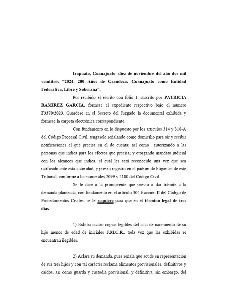 Acuse 101 | PDF | Demanda judicial | Pensión alimenticia