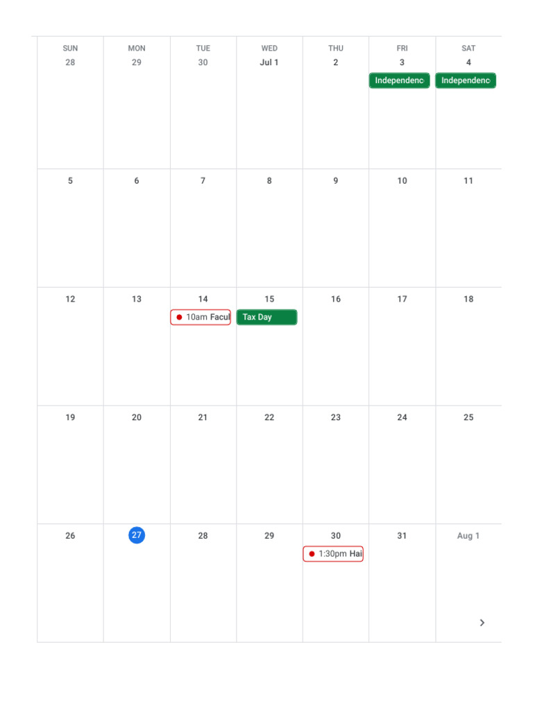 July 2023 Calendar Events | PDF
