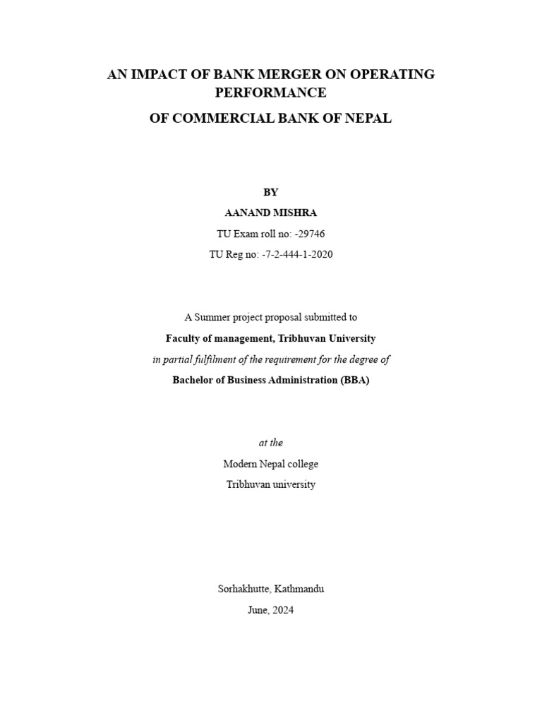 Nepal Bank Mergers: Performance Impact | PDF | Mergers And Acquisitions ...