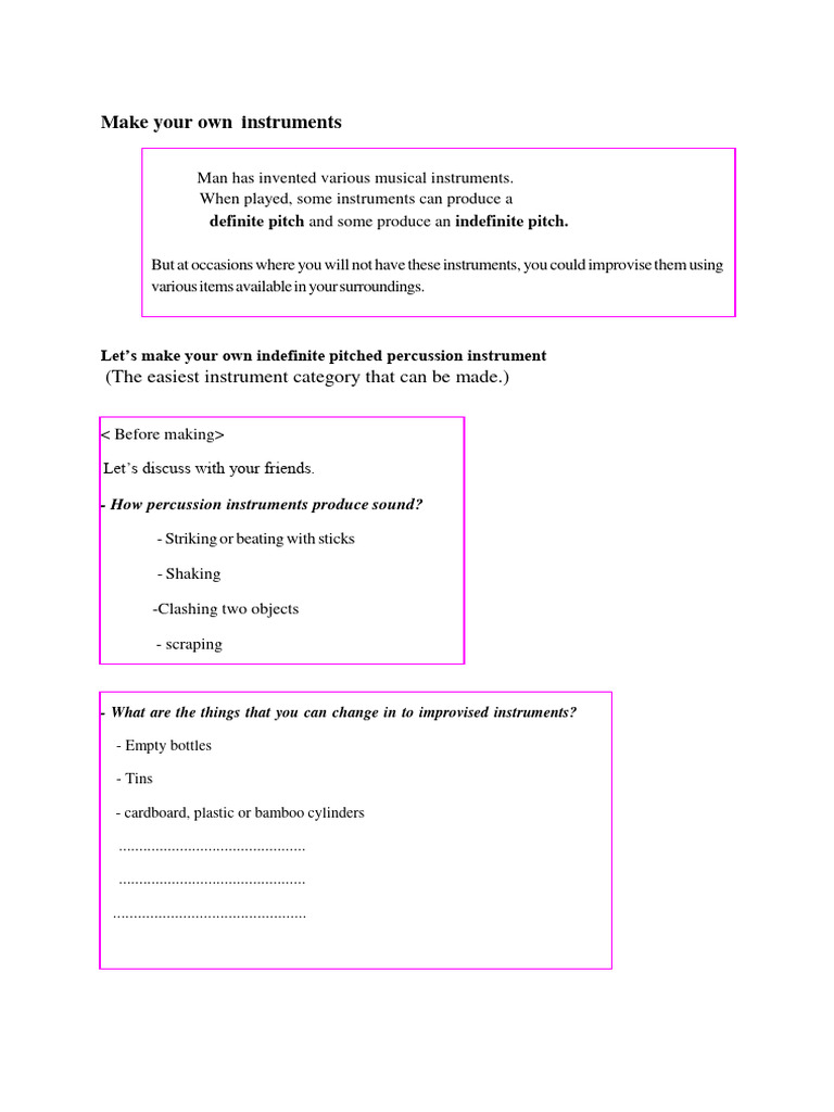 Make Your Own Instruments | PDF | String Instruments | Musical Instruments