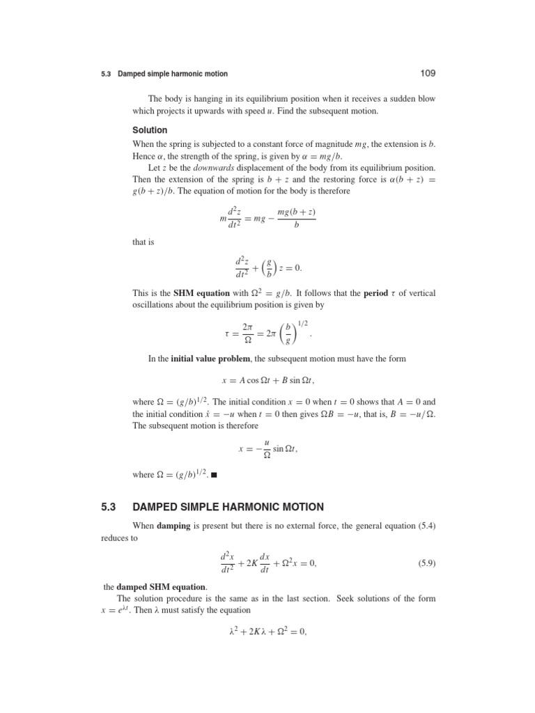 Math222 Notes 4 Damped Simple Harmonic Oscillator-1 | PDF | Damping ...