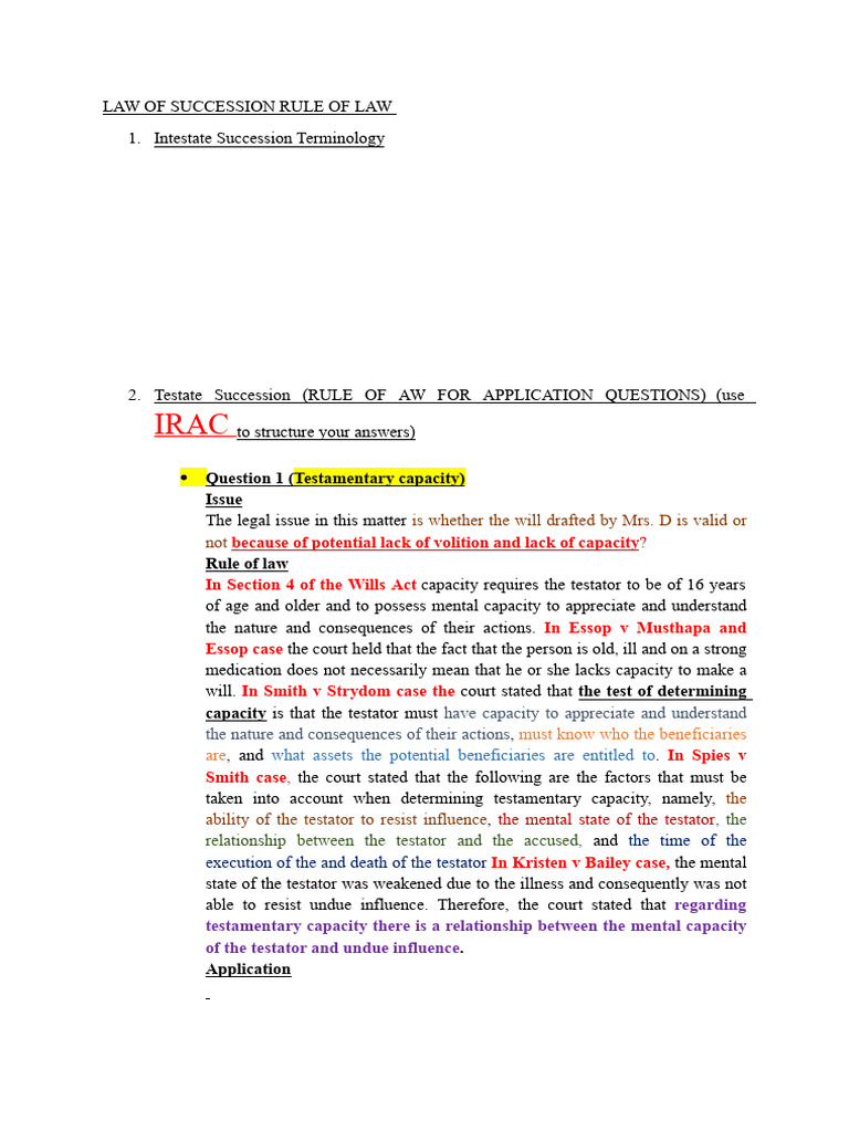 Law of Succession Guide | PDF | Will And Testament | Justice