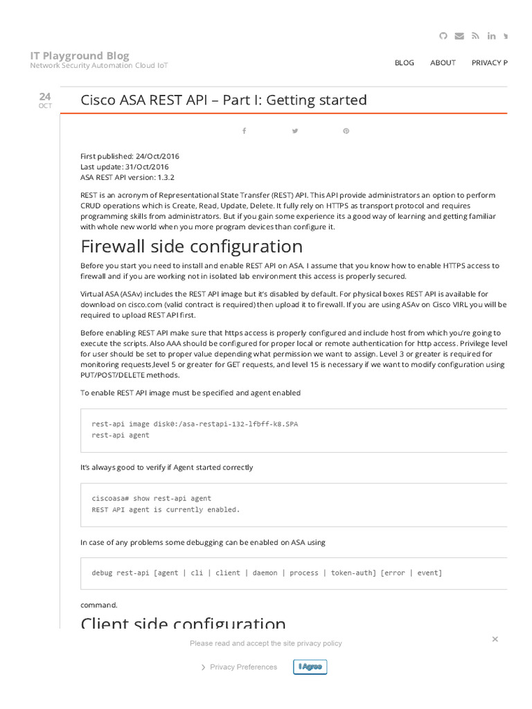 Cisco ASA REST API - Part I - Getting Started - IT Playground Blog | PDF | Information ...