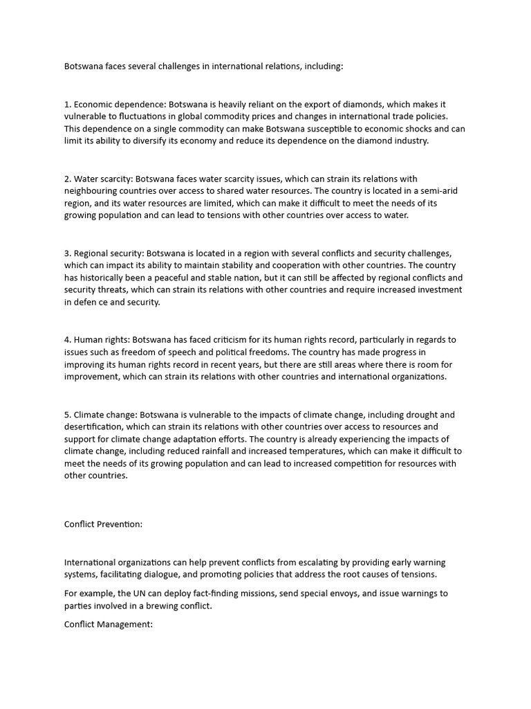 Botswana Faces Several Challenges in International Relations | PDF ...