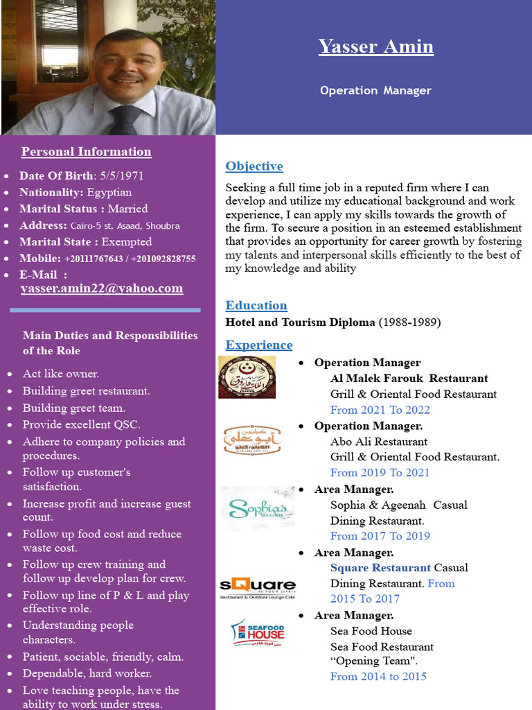 Yasser Amin | PDF | Restaurants | Leadership